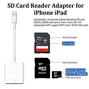 [Apple MFi Certified] SD Card Reader for iPhone, wamaxlink Lightning to Memory Card Reader for Camera and Drone, Trail Camera Viewer SD Card Adapter Compatible for iPhone 14 13 12 11 XS XR X 8 7 iPad