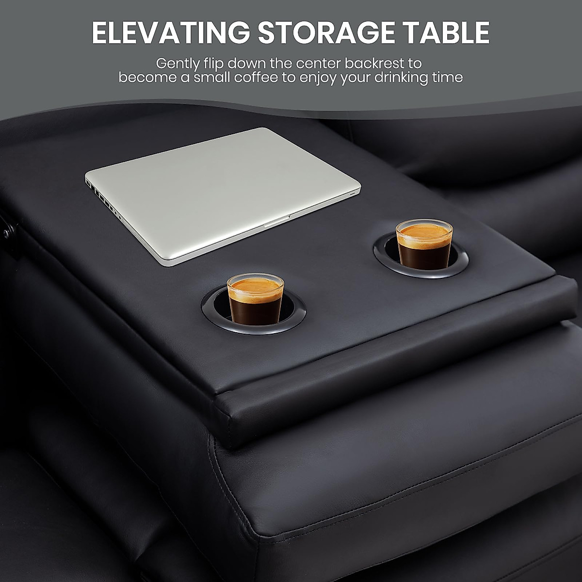 Consofa Reclining Sofa, Recliner Sofa 3 Seater with Flipped Middle Backrest,Cup Holder, Wall Hugger Sofa Recliners, Manual Reclining Couch for Living Room, RV Home Theater Seating