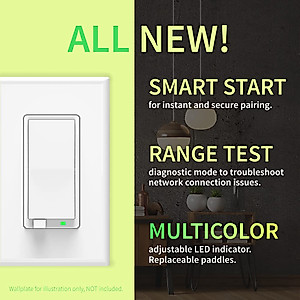 Zooz 700 Series Z-Wave Plus On/Off Switch ZEN71, White | Direct 3-Way (No Add-On Switch Needed) | Z-Wave Hub Required