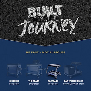 URBANTRANSIT FastBack Shop Stool - 350 Lb Capacity Rolling Stool for The Garage and Workshop, with Organizer Tray and Cupholder - 3 Inch Premium Casters - an Ideal Mechanics Stool or Workshop Stool