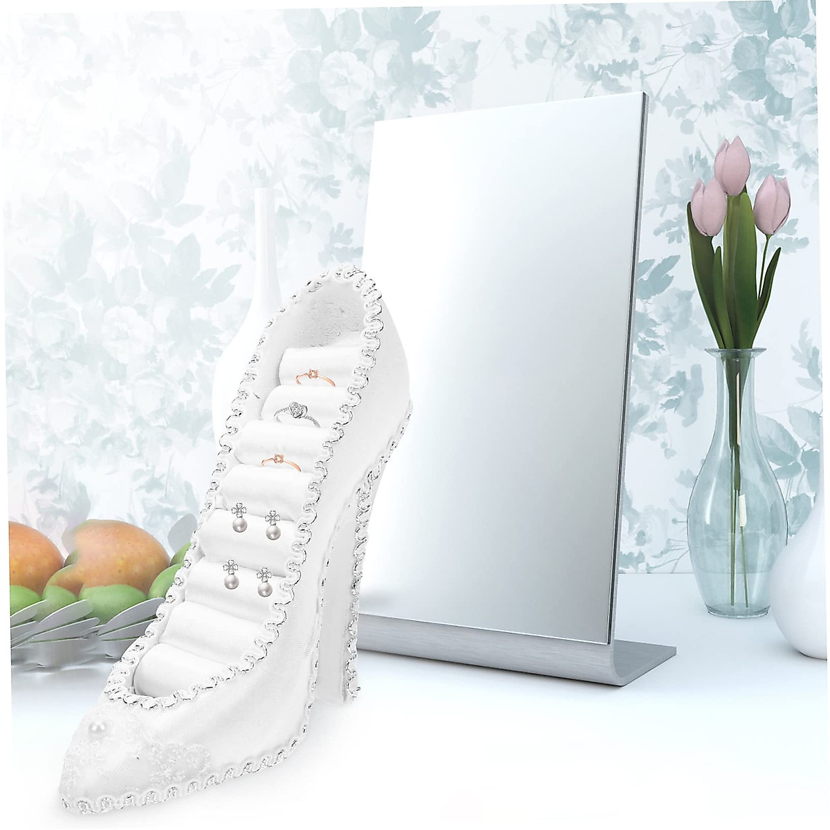 GARVALON Shoe Jewelry Display Shoe Ring Tray Jewelry Storage Box Jewelry Organizer Case Earrings Stand Resin Ring Holder High Heel Ring Display Case Shoe, Jewelry Displays Stand