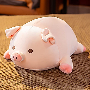 lannery Pig Stuffed Animal Hugging Pillow, Soft Fat Pig Plush Toy Gifts for Kids, Valentine, Christmas (Round Eyes, 15.7")