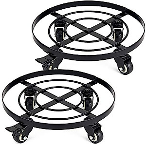 Patio Plant Trivet with Wheels | Outdoor Plant Stand with Wheels | Rolling Plant Stand with Casters Heavy Duty (44lbs Capacity) | Plant Dolly with Wheels | Modern Plant Stand Caddy (Set 2)