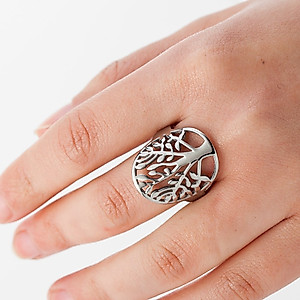 Jude Jewelers Stainless Steel Tree of Life Ring Statement Promise Anniversary Cocktail Party (13)