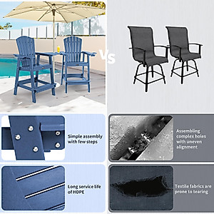 FUNBERRY Tall Adirondack Chair,Balcony Chair with Connecting Tray,Adirondack Bar Stools with Cup Holder,High Top Adirondack Chairs,Resin High Back Outdoor Chairs,Lifeguard Chair