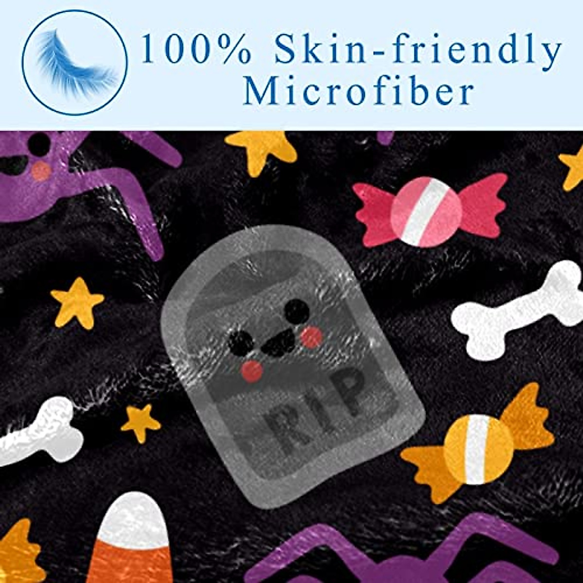 Halloween Spider Black Prints Soft Warm Cozy Blanket Throw for Bed Couch Sofa Picnic Camping Beach, 150×100cm