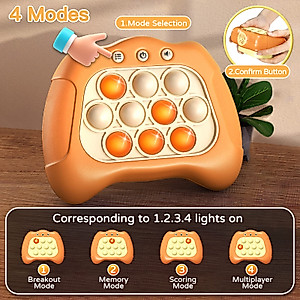AIQI 2024 LED Push Game Fidget Toy with Music,Four Modes and Electronic Speed Push Game for Stress Relief and Brain Exercise,Ideal for Adults, Boys and Girls [Orange]