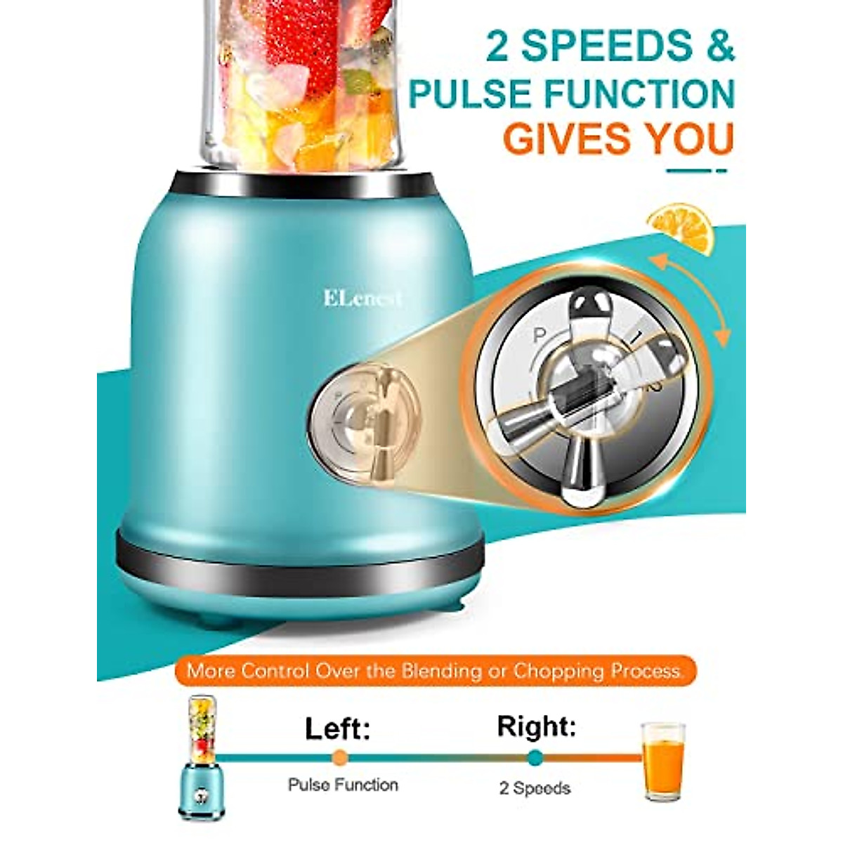 Smoothie Blender with 2 Speeds and Pulse Function Blender for Shakes and Smoothies, 250W Mini Portable Blender with Bpa-Free Portable 20oz Travel Bottles
