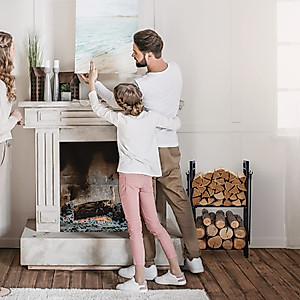 MYFIREPLACEDIRECT Firewood Rack, Heavy Duty Steel, 13" X 18" X 30.5", Black