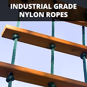 Gorilla Playsets 01-1021-AP Treasure Trove I Wood Swing Set with Wood Roof, Clatter Bridge, and Rock Wall, Amber