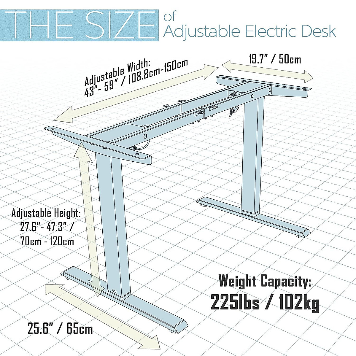 TOPSKY Dual Motor Electric Adjustable Standing Computer Desk White Frame with 58.3’’x26.8’’ Oak Board