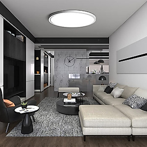 LED Flush Mount Ceiling Light Fixture, Daylight White 5000K, 12 Inch 24W(240W Equivalent), 3200LM, 0.94 Inch Thick Slim Modern Ceiling Lamp, Flat Round Ceiling Lighting for Bedroom Hallway Kitchen