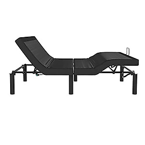 Flash Furniture Selene Adjustable Bed Base-Black Anti-Skid Upholstery-Height Adjustable Legs-Programmable Wireless Remote-Independent Head/Foot Incline-King