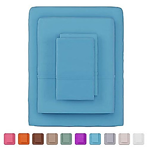 Bedford Home Series 1200 3 Piece Twin Sheet Blue Sheet & Pillowcase Sets