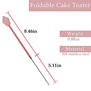 Foldable Cake Tester for Baking Doneness Stainless Steel Needle Stick, Safe to Use, Folding Pasta Muffin Bread Tester, Baking Accessory