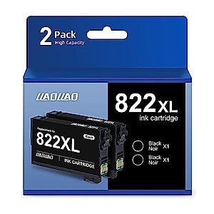 822XL Remanufactured Replacement for Epson 822 Black Ink Cartridges T822 T822XL for Workforce Pro WF-4820 WF-4830 WF-3820 WF-4833 WF-4834 Printer WF 3820 4820 4830 4833 4833(2 Pack)