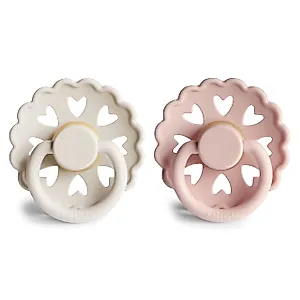 FRIGG Andersen Fairytale Natural Rubber Baby Pacifier | Made in Denmark | BPA-Free (Cream/Blush, 0-6 Months)
