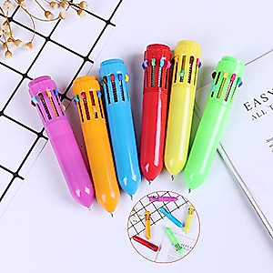 30 Packs Neon 10-in-1 Mini Shuttle Pens Plastic Retractable Ballpoint Pens for Kids Students Gift Office School Supplies,6 Colors