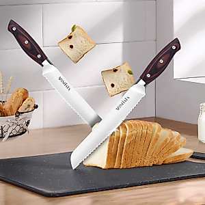 MOSFiATA Kitchen Knife Set-5Pcs, Professional Kitchen Chef’s Knives with Ultra Sharp Stainless Steel Blades, Bread Knife Cooking Knives Sets (silver)