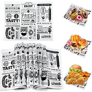 Newsprint Wax Paper Sheets Deli Wax Paper Grease Proof Deli Wrap paper Waterproof Food Wrapping Paper Sheets Food Trays Food Basket Liners for Home Kitchen Baking Hamburger Sandwich (150 Pieces)