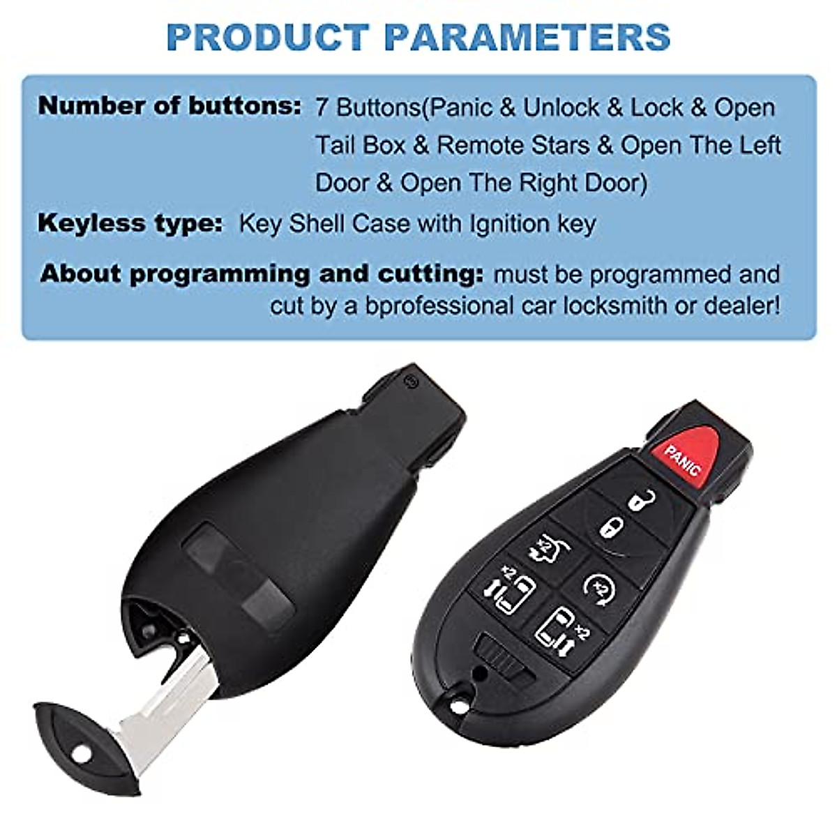 ECCPP 1X Key Fob (Shell Case) Replacement for Uncut Keyless Entry Remote 08-14 Chrysler 300/ Dodge Journey Grand Caravan/Jeep Commander Grand Cherokee/Volkswagen Routan M3N5WY783X IYZ-C01C
