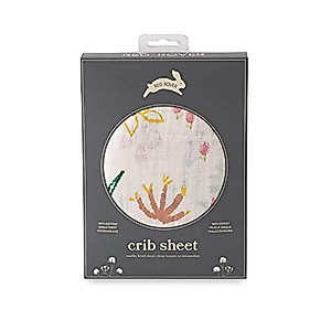 Red Rover Kids All-Cotton Muslin Fitted Crib Sheet- 52”x 28”x 9”- 100% Cotton – Machine Washable – Lightweight & Breathable – Playful Designs – Nursery, Crib, Bed – Unisex (Pastel Petal)