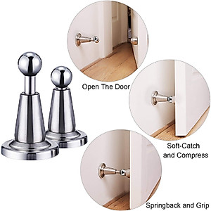 Soft-Catch Magnetic Door Holder Magnetic Doorstops Stainless Steel Wall Mount Door Stop (1)
