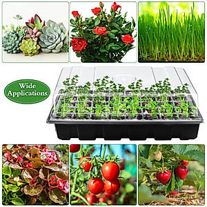 Hahood 3 Pack Seed Starter Tray Kit 120-Cells Germination Starter Tray with Humidity Dome and Base Including 120 Peat Pellets, Plant Labels, Tool, Plastic Plant Growing Tray for Garden Planting, Black