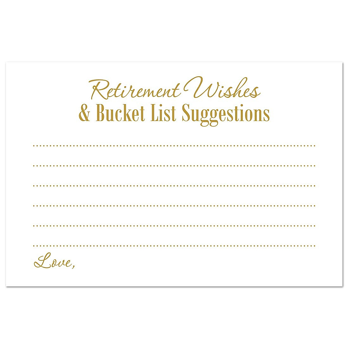 48 cnt Retirement Wishes, Bucket List and Share a Memory Cards (Gold)