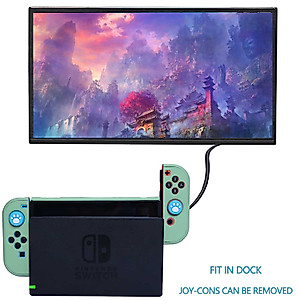Dockable Case for Nintendo Switch - COMCOOL 3 in 1 Protective Cover Case for Nintendo Switch and Joy-Con Controller with Screen Protector and Thumb grips - Tea Green