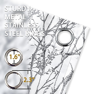 DriftAway Gray White Tree Branch Blackout Curtains for Bedroom Curtains 84 inch Length 2 Panels Set Grey Branch Lined Window Treatment Thermal Grommet Top Curtain for Living Room Winter Warm Curtain