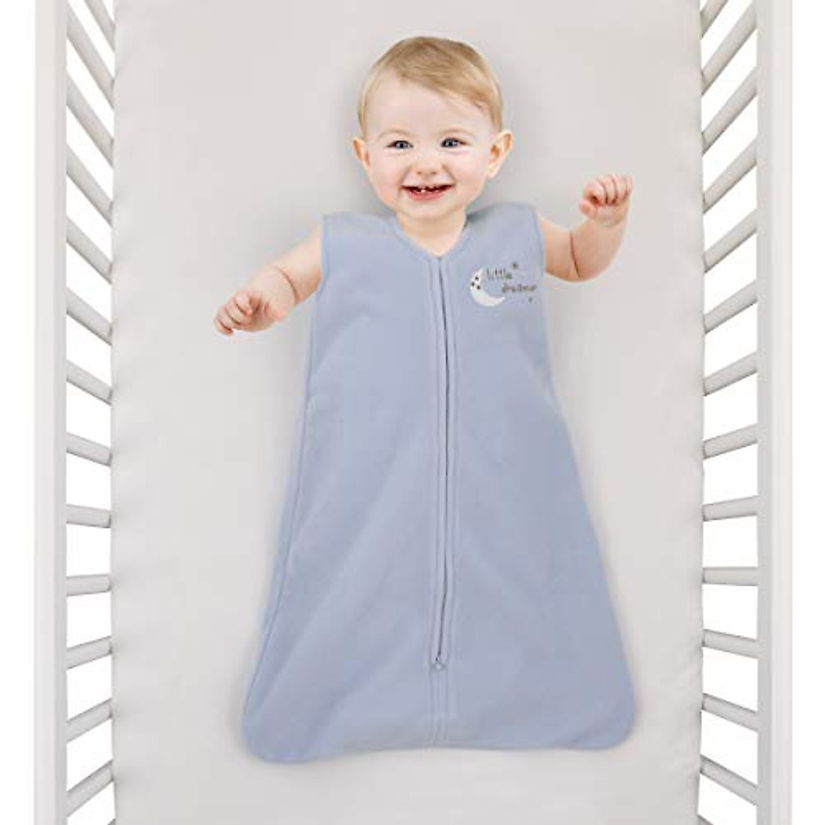 Sumersault - Blue Blanket - Microfleece Wearable Blanket for Babies 14-22 Lbs. | Swaddle Blanket, Medium