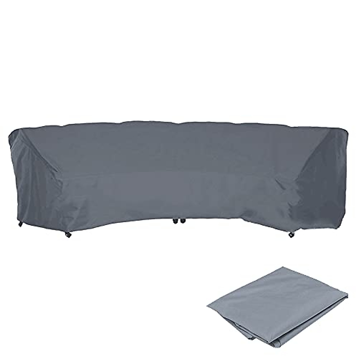 BOSKING Patio Furniture Cover Heavy Duty Waterproof Curved Sofa Cover Dustproof Section Couch Sofa Cover Outdoor Indoor Furniture Half-Moon Sofa Set Protector with Adjustable Drawstring (Grey)