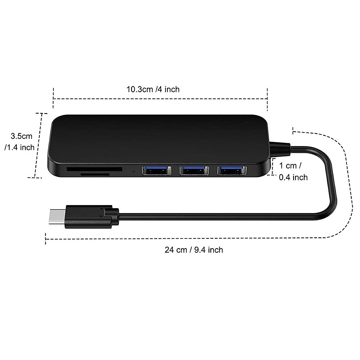 SHYPT USB C Hub USB Hub 3.0 Multi USB Splitter Adapter 3 Port Card Reader High Speed Type C Mini USB-Hub Extension Cable