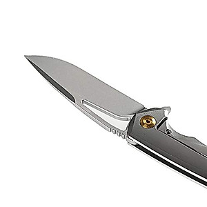 KANSEPT Kryo S35VN 8.08in Folding Pocket Knives with 3.58in Drop Point Blade and 6AL4V Titanium Handle in Orange Peel Finish with Reversible Pocket Clip, EDC Flipper for Outdoor K1001A1