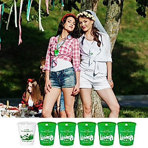 Landical 12 Pcs Camp Bachelorette Party Shot Glasses Necklaces on Beaded Hitched Getting Lit Plastic Shot Necklace Cups Bachelorette Party Bridal Party Necklaces for Decorations Wedding Favors