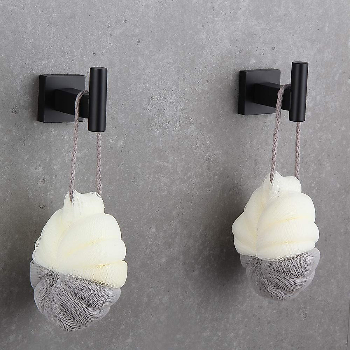 BEIGEEWY Matte Black Towel Coat Hook SUS 304 Stainless Steel Bathroom Robe Hook Wall Mounted Round Kitchen Heavy Duty Door Hanger 2 Pack