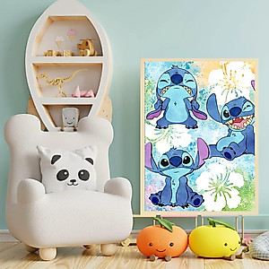 Ksxistiyt Diamond Art Painting Kits for Adults - Cartoon Full Drill Diamond Dots Paintings for Beginners, Round 5D Paint with Diamonds Pictures Gem Art Painting Kits DIY Adult Crafts Kits 12x16inch