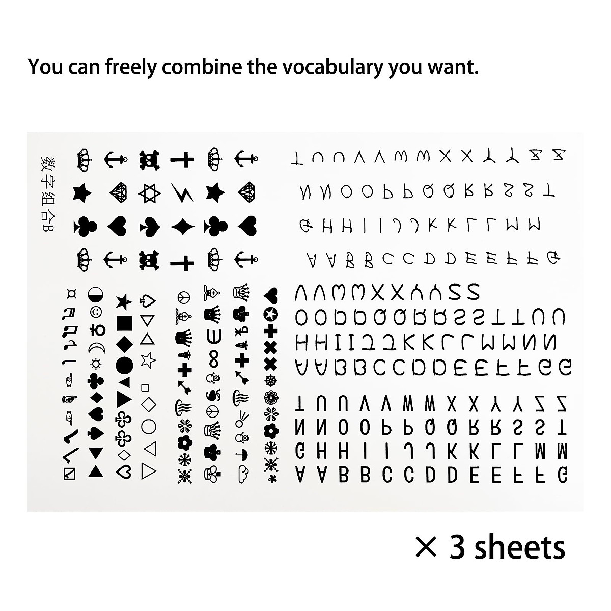 30 Sheet Alphabet Temporary Tattoo Stickers Finger Tattoos Black English Letters DIY Name Tattoo Cross Crown Tattoos Wrist Finger Body Art Fake Tattoo Kit for Adults Women Men and Kids