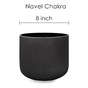 TOPFUND Black D# Note Crystal Singing Bowl Navel Chakra 8 Inch with Heavy Duty Carrying Case and Suede Mallet