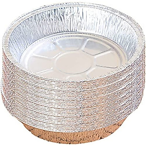Disposable Aluminum Foil Baking Tray, Aluminum Foil Tray Container, Food Grade Aluminum Foil Pie Case, Round Aluminum Foil Tray 8 inch for Baking, Steaming, Cooking, Storage, Freezing,7in