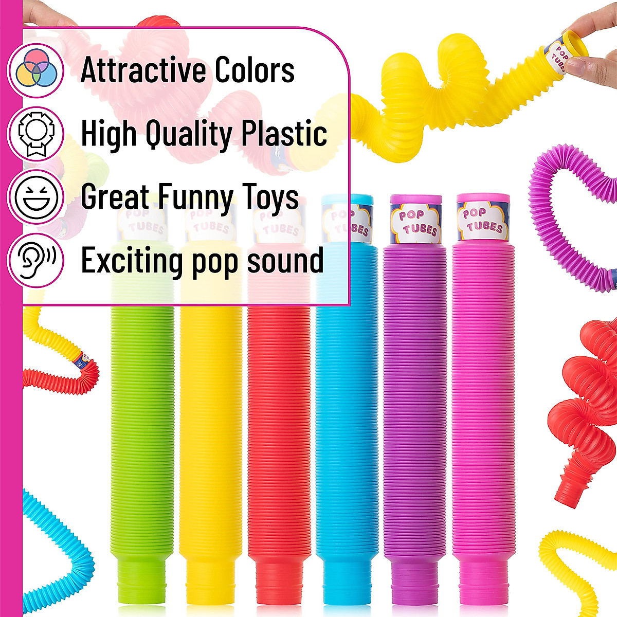 Mr. Pen- Pop Tubes Sensory Toys, 6 Pack, Large, Pop Tubes, Pop Tube, Pop Tubes Fidget Toys, Fidget Tube, Sensory Tubes for Toddlers, Tubes for Kids, Sensory Fidget Tubes, Sensory Tube