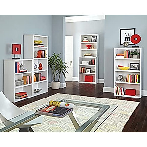 ClosetMaid Bookshelf with 6 Shelf Tiers, Adjustable Shelves, Tall Bookcase Hutch, Sturdy Wood With Closed Back Panel, White Finish