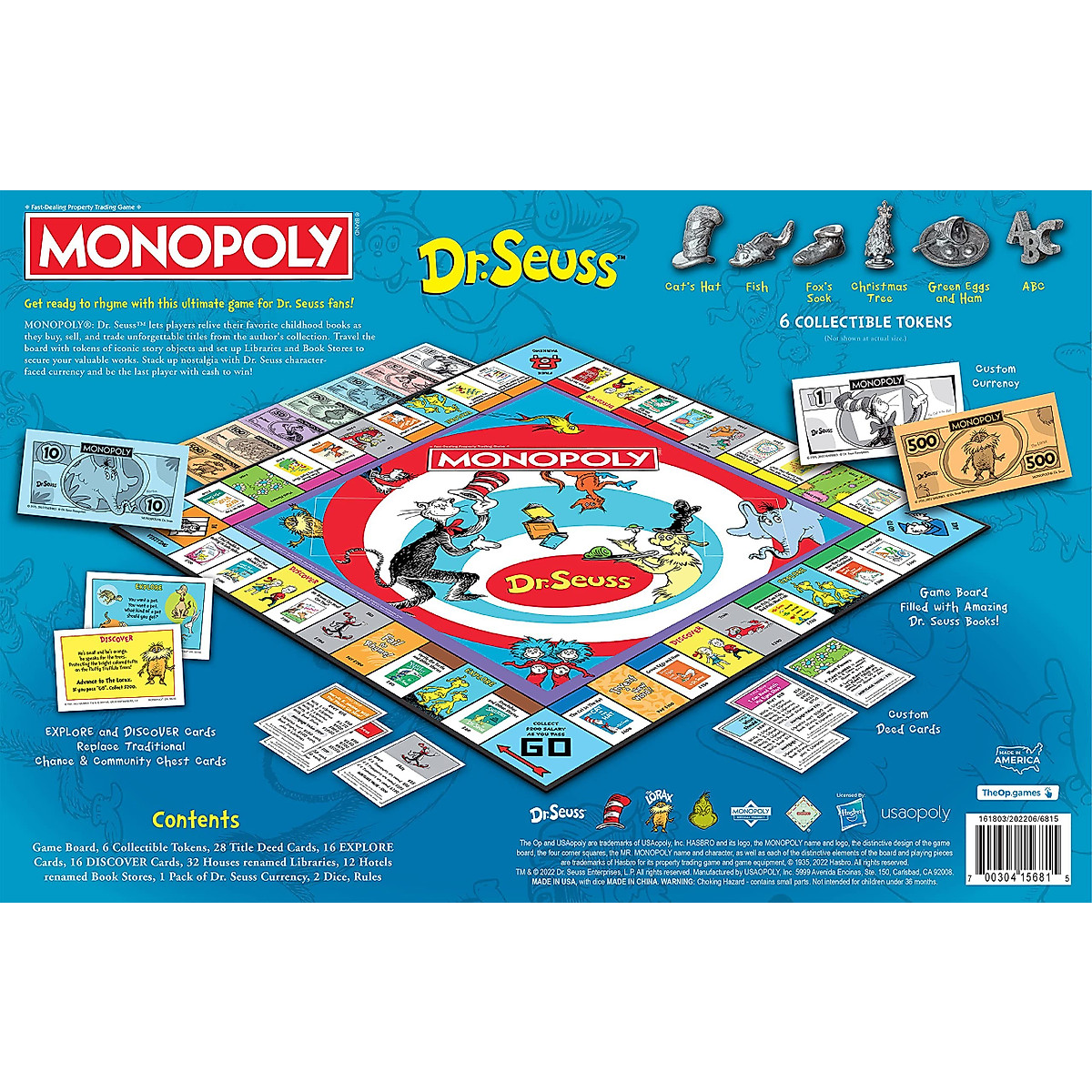 Monopoly: Dr. Seuss | Buy, Sell, Trade Dr. Seuss Books | Collectible Classic Monopoly Game Featuring Custom Game Board & Artwork | Officially-Licensed Dr. Seuss Game & Merchandise