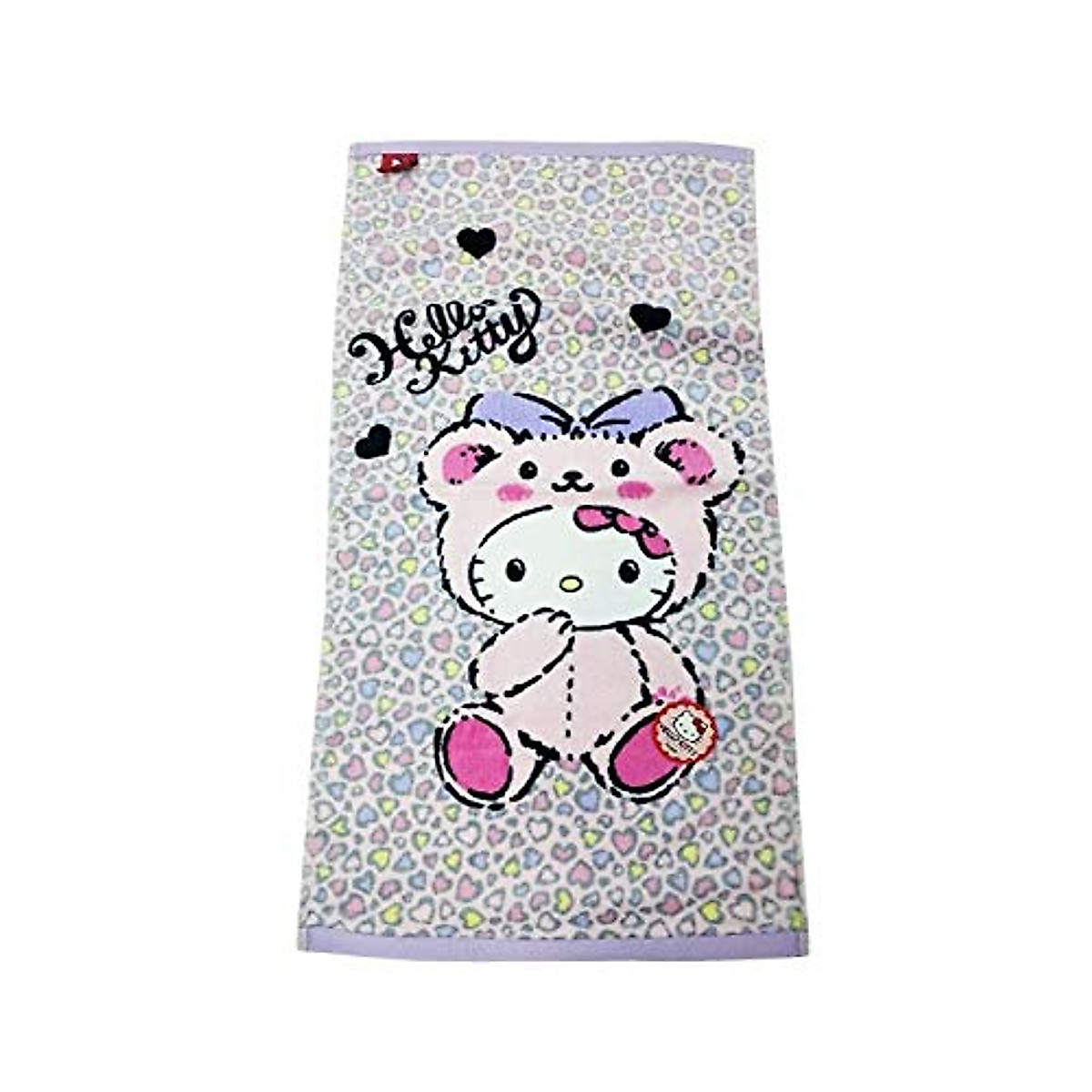 HK Hello Kitty Leopard Washcloth 110g Cotton Bath Towel (Purple)