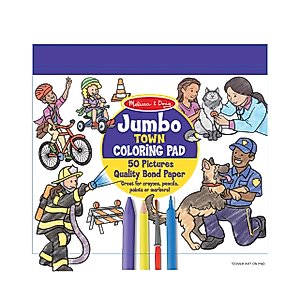 Melissa & Doug Jumbo Coloring Pad (11 x 14 inches) - Town, 50 Pictures