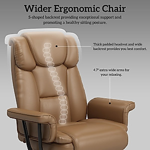 GYI Big and Tall Office Chair 400LBS with Wide Seat and Arms, 160° Reclining Office Chair with Footrest, Comfortable Executive Office Desk Chair High Back, Computer Chair Home Office