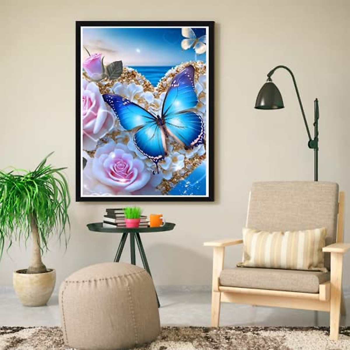 pvoodire Butterfly Diamond Painting Kits-Butterfly Diamond Art for Adults,5D Diamond Painting Butterfly for Gift Home Wall Decor(12x16inch)