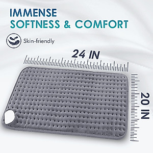 DAILYLIFE Heating Pad for Back Pain Relief, 20"x24" Electric Heating Pads for Cramps, Back, Shoulder and Neck with 6 Heat Settings, Fast-Heating Technology, Auto Shut Off, UL Certificated, Gray