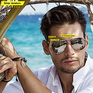 Skeleteen Silver Mirrored Aviator Sunglasses - Military Style Mirror Sun Glasses with Metal Frame and UV 400 Protection